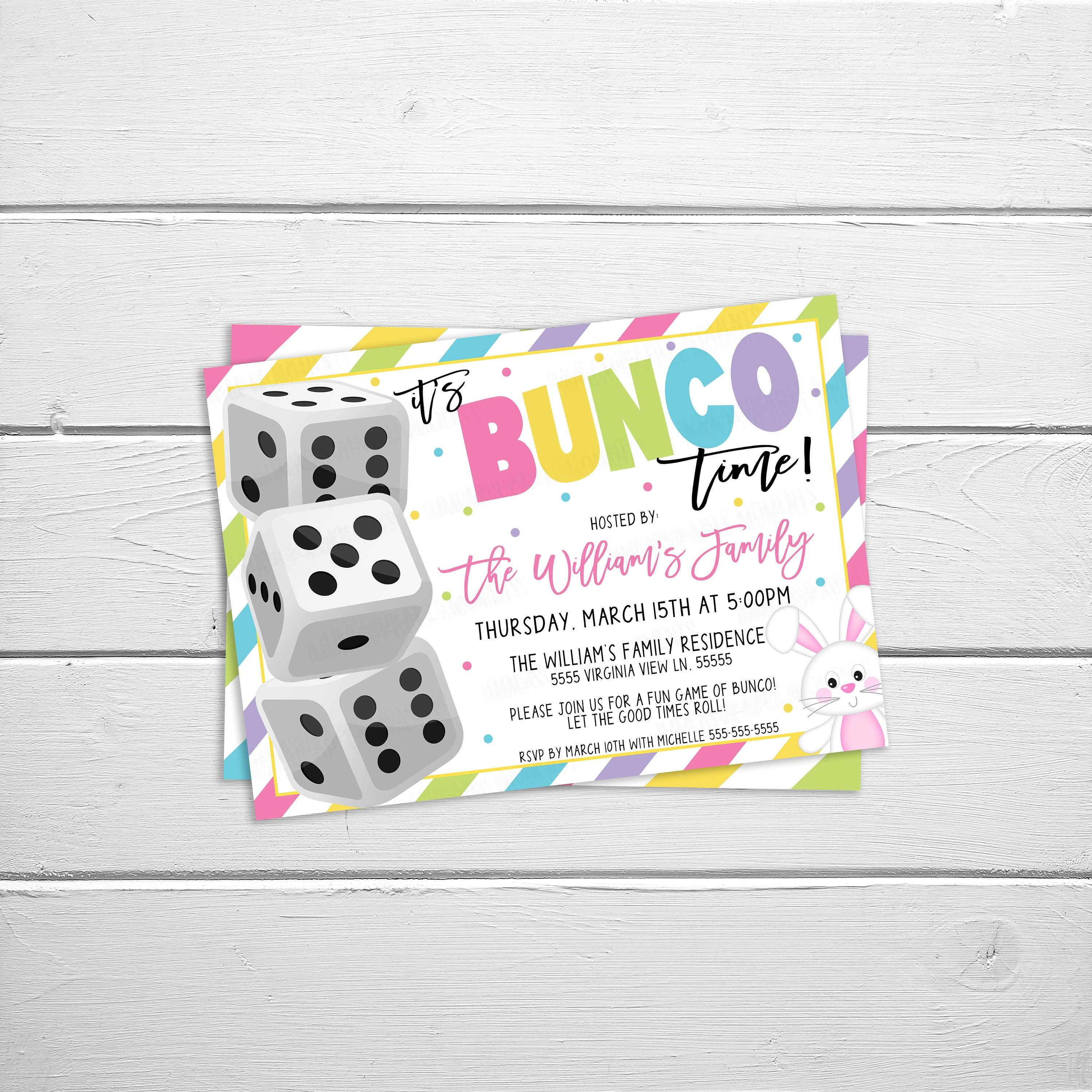 Easter Bunco Night Invitation Flyer Editable Spring Bunco - Etsy