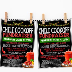 Chili Cookoff Fundraiser Flyer, Editable Chili Cook-off Church School ...