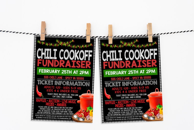 Chili Cookoff Fundraiser Flyer Editable Chili Cook-off Church - Etsy