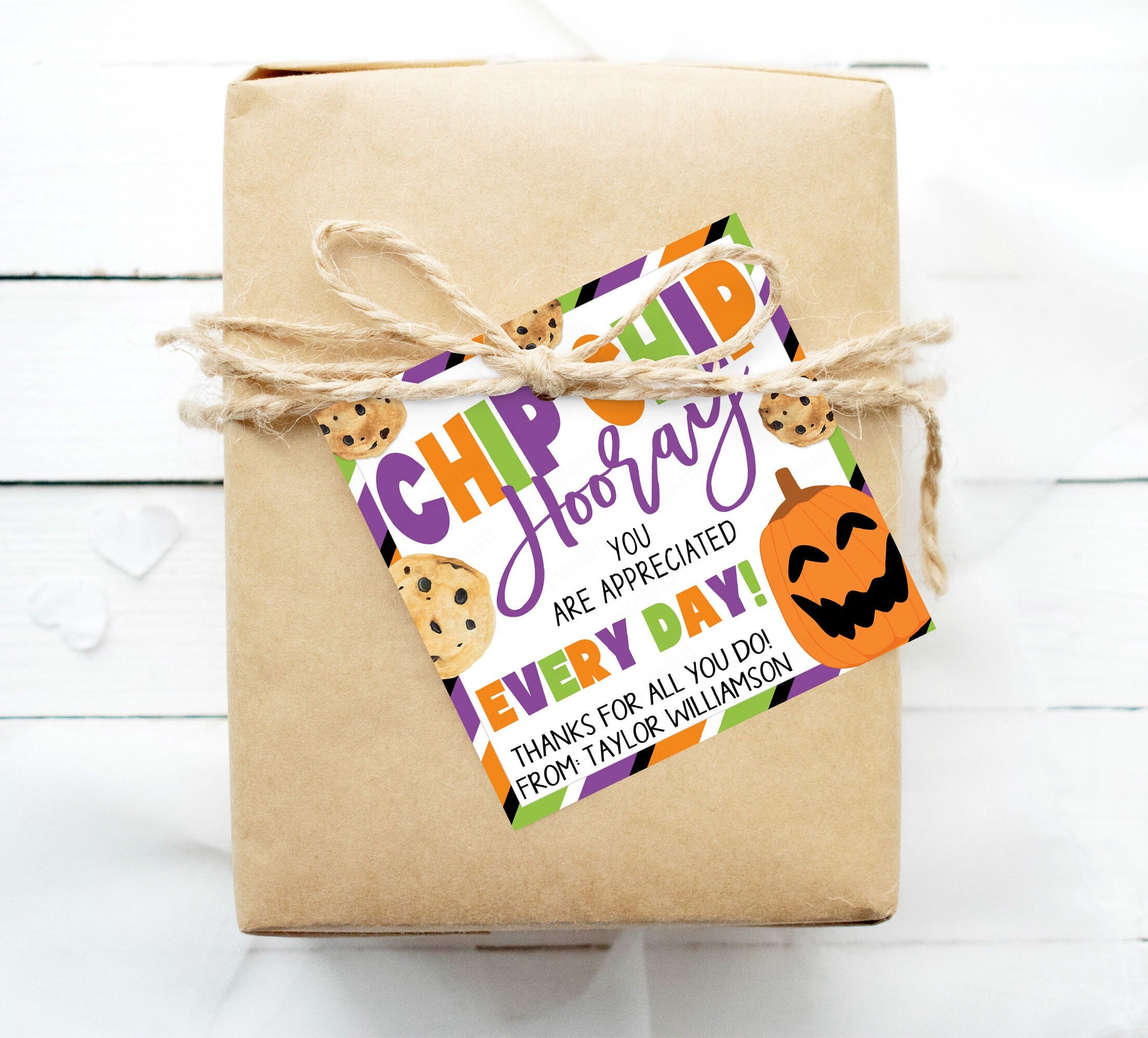 Halloween Cookie Thank You Gift Tags, Chip Chip Hooray, Appreciation ...