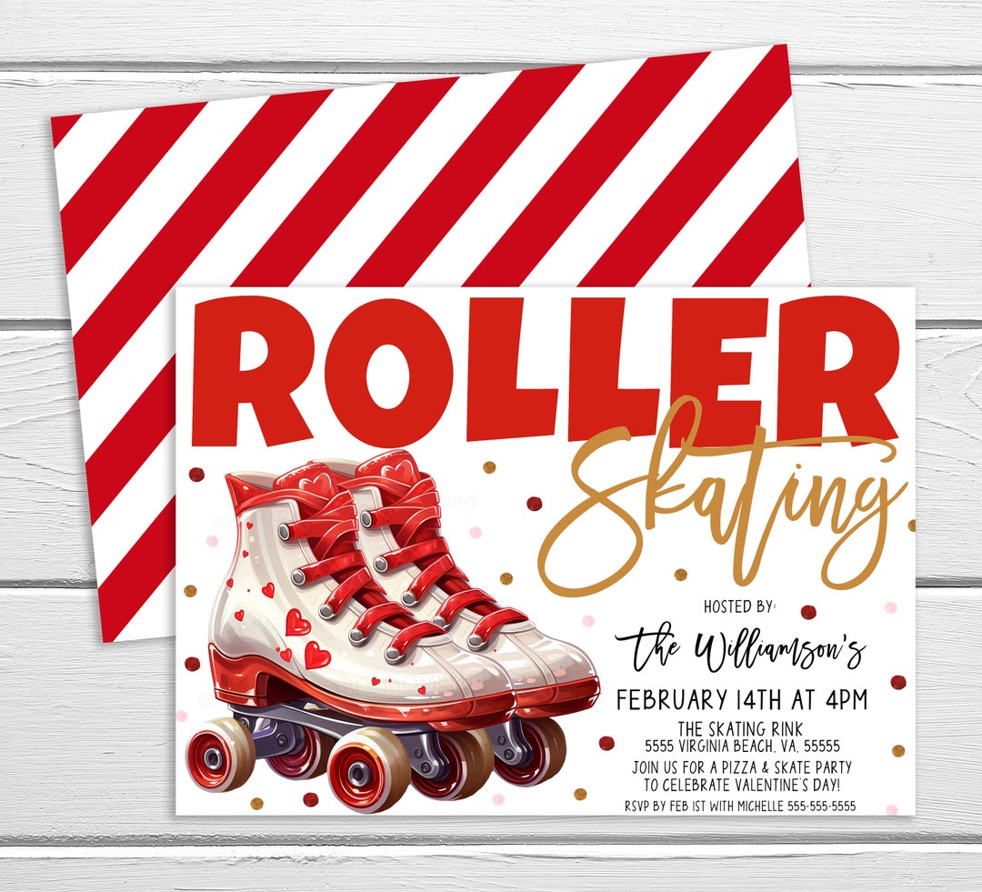 Valentine Skating Invitation, Valentine's Skate Invite, Let's Roll ...