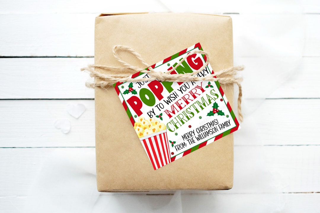 Christmas Popcorn Appreciation Gift Tag, Editable Christmas Marketing ...