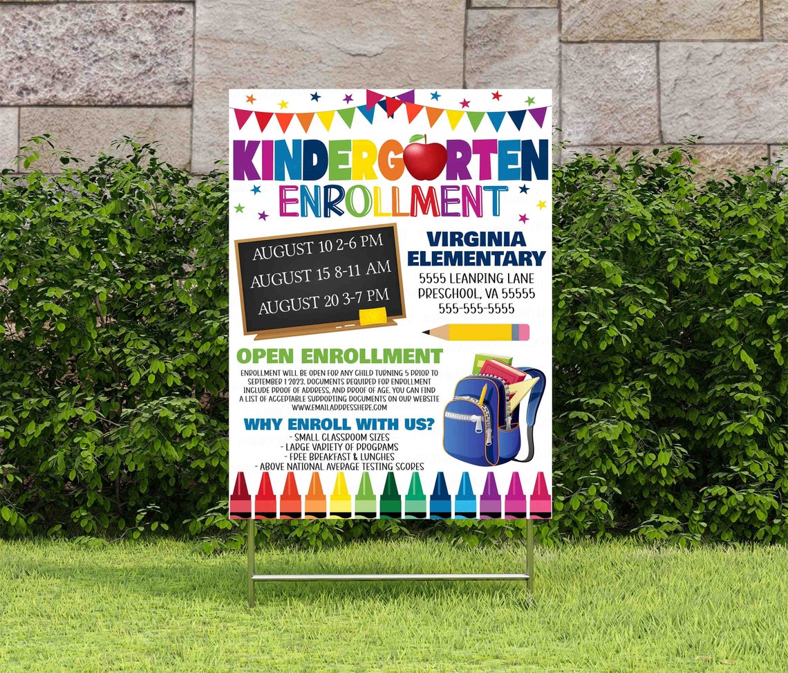 Kindergarten Enrollment Registration Flyer Editable Printable - Etsy