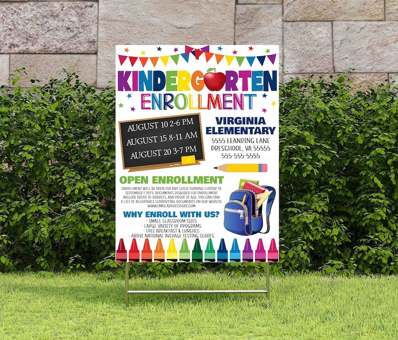 Kindergarten Enrollment Registration Flyer Editable Printable - Etsy