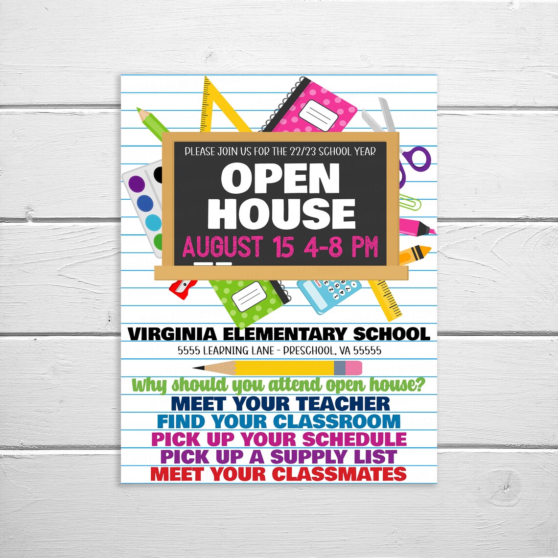School Open House Flyer Editable Back to School Invite Meet - Etsy