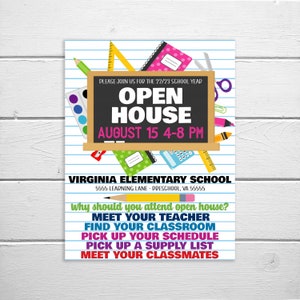 School Open House Flyer, Editable Back to School Invite, Meet the ...