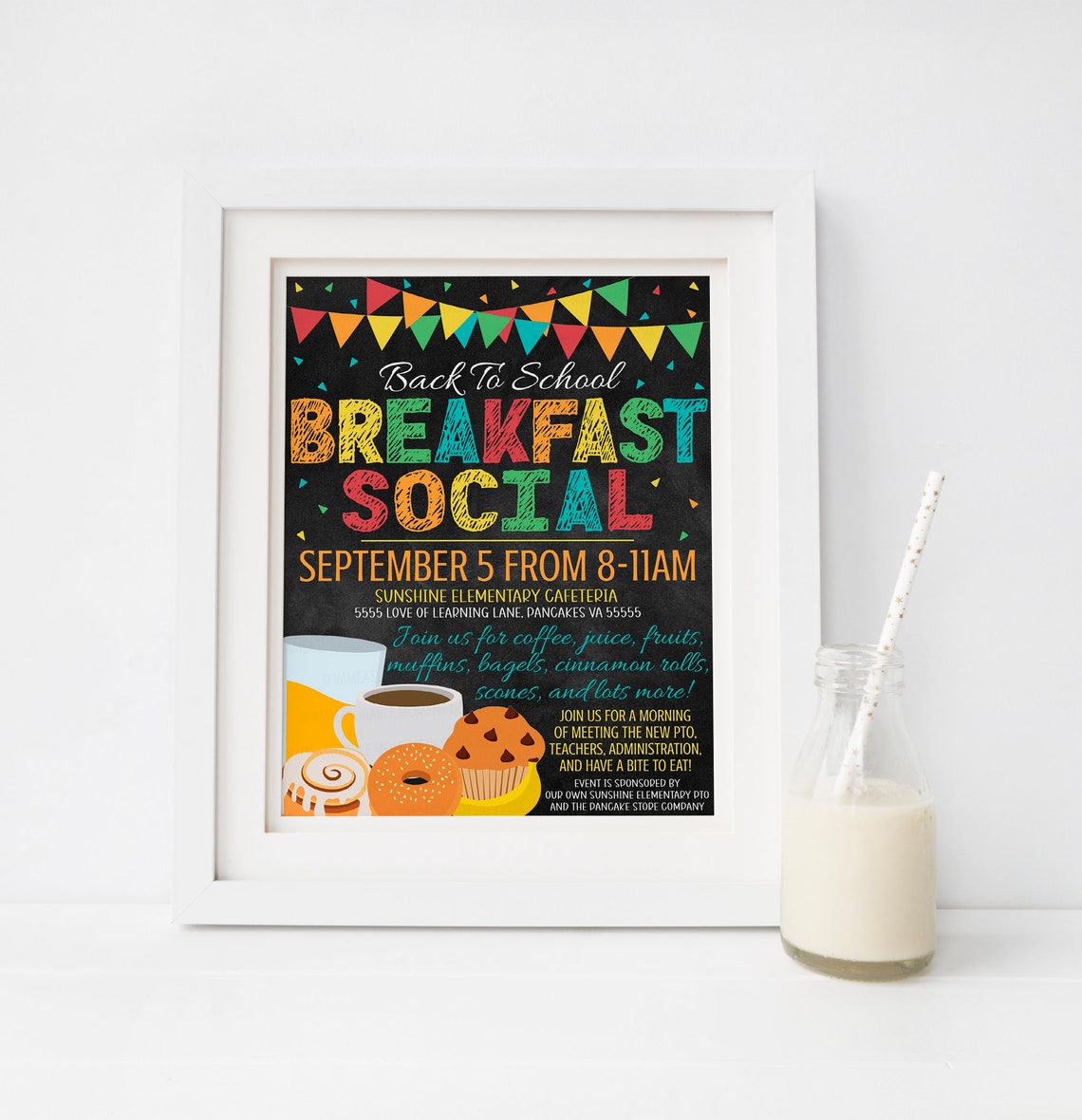 School Breakfast Social Flyer PTO PTA Fundraiser Teachers - Etsy