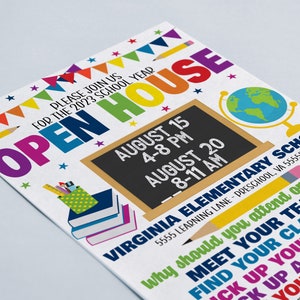 School Open House Flyer, Editable Back to School Invite, Meet the ...