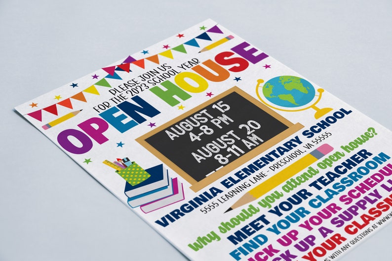 School Open House Flyer Editable Back to School Invite Meet - Etsy