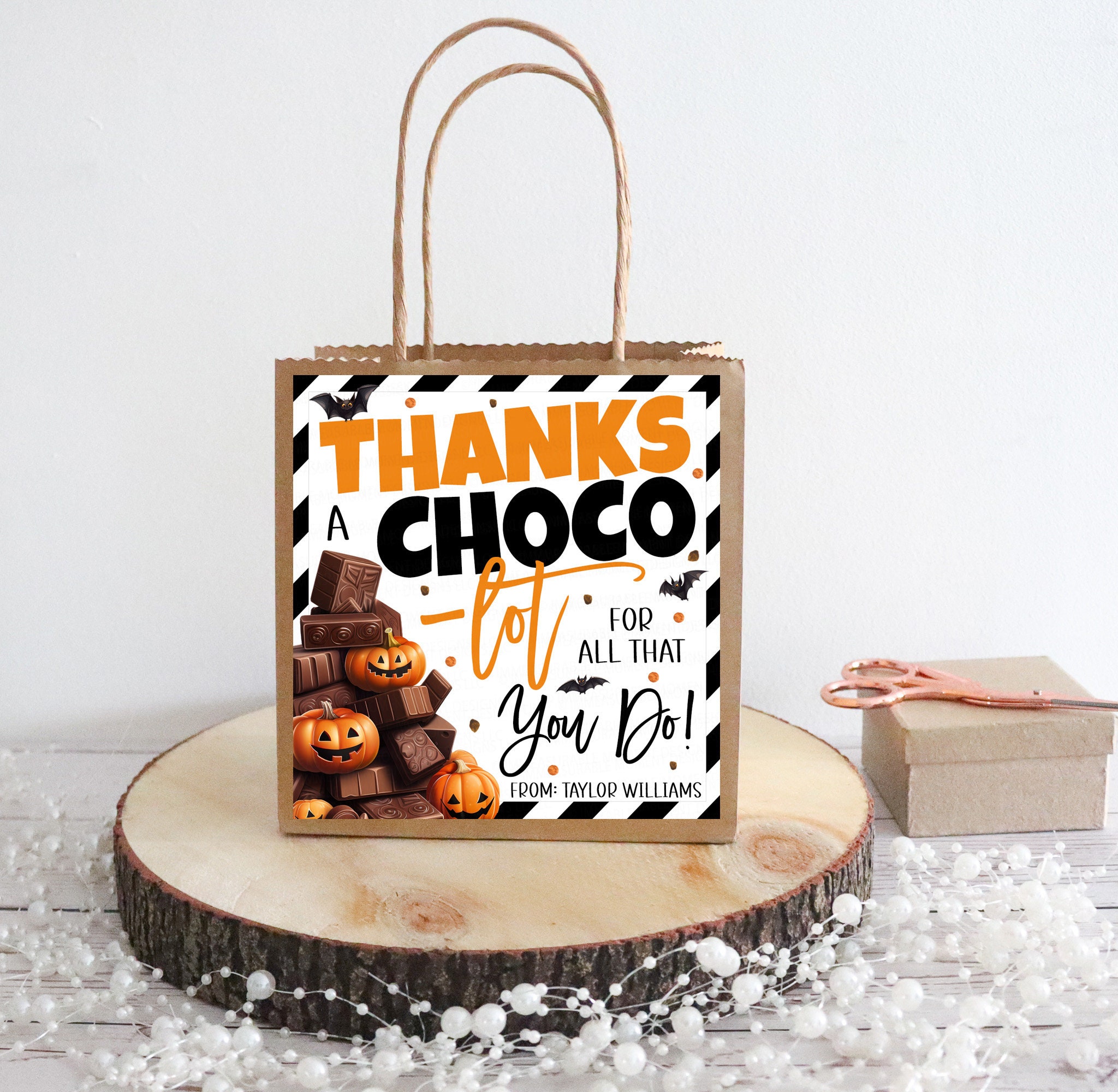 Halloween Appreciation Chocolate Gift Tag, Thanks A Choco-lot, Thank ...
