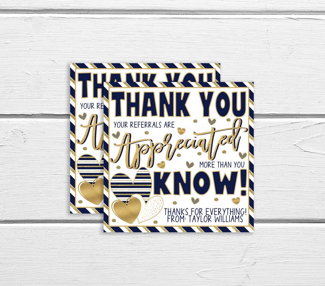 Referral Appreciation Gift Tag, Editable Referral Appreciation, Client ...