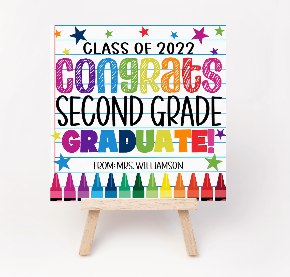 Second Grade Graduation Gift Tag, Editable Class of 2022 Congratulation ...