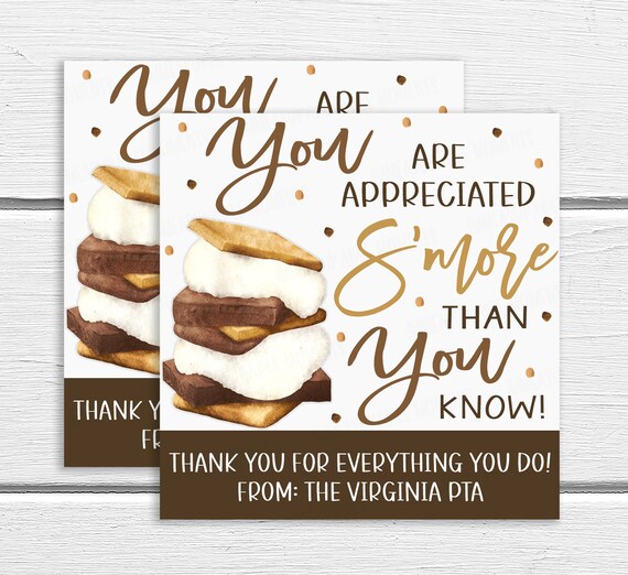 S'more Appreciation Gift Tag, You Are Appreciated S'more Than You Know ...