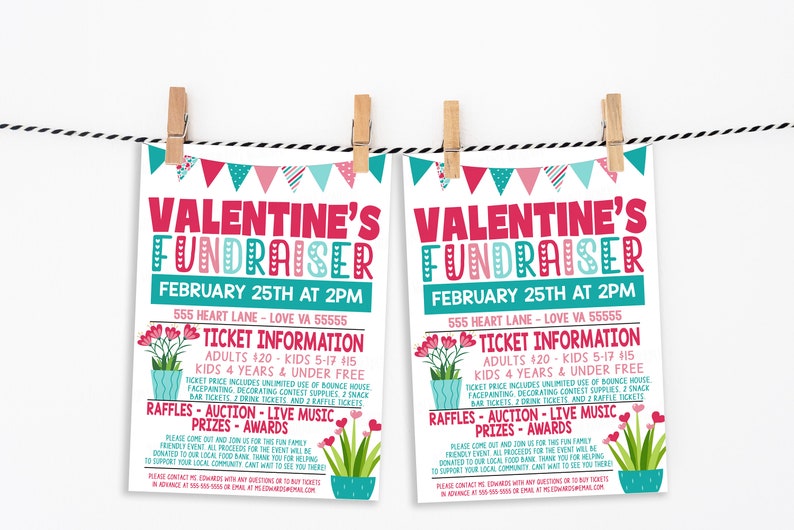 Valentine's Day Fundraiser Flyer Editable Valentine - Etsy