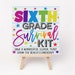 Sixth Grade Survival Kit Gift Tag, 6th Grade Printable Editable Label ...
