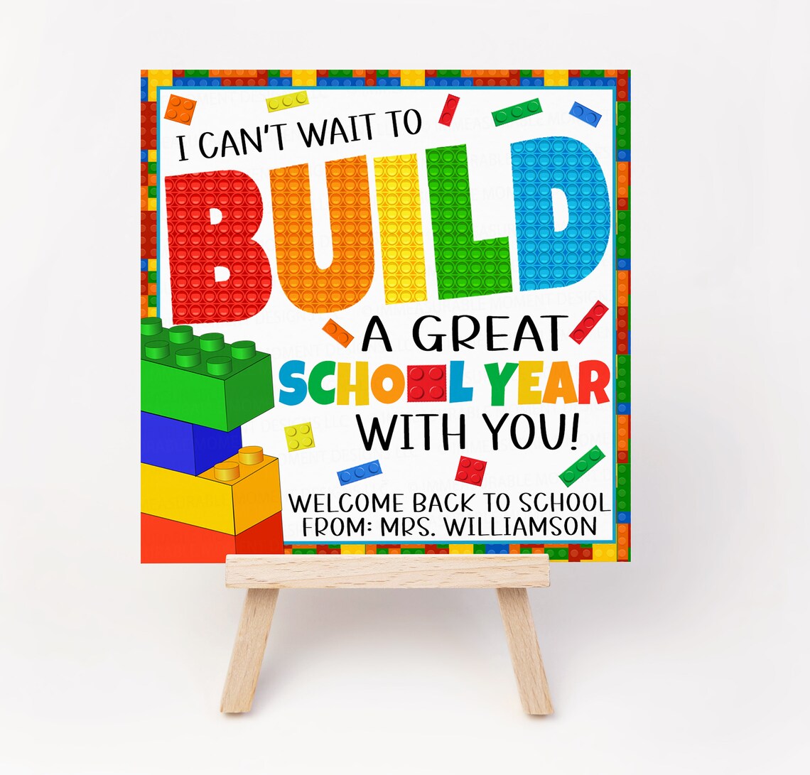 Back to School Building Blocks Gift Tags, Students Classmates Classroom ...