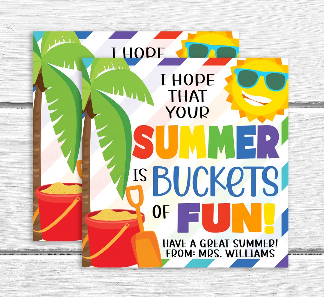 Bucket of Fun Gift Tag, Beach Theme, Teacher Appreciation, End of ...