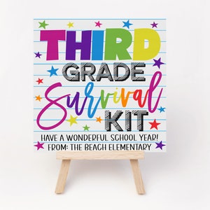 Third Grade Survival Kit Gift Tag, 3rd Grade Printable Editable Label ...