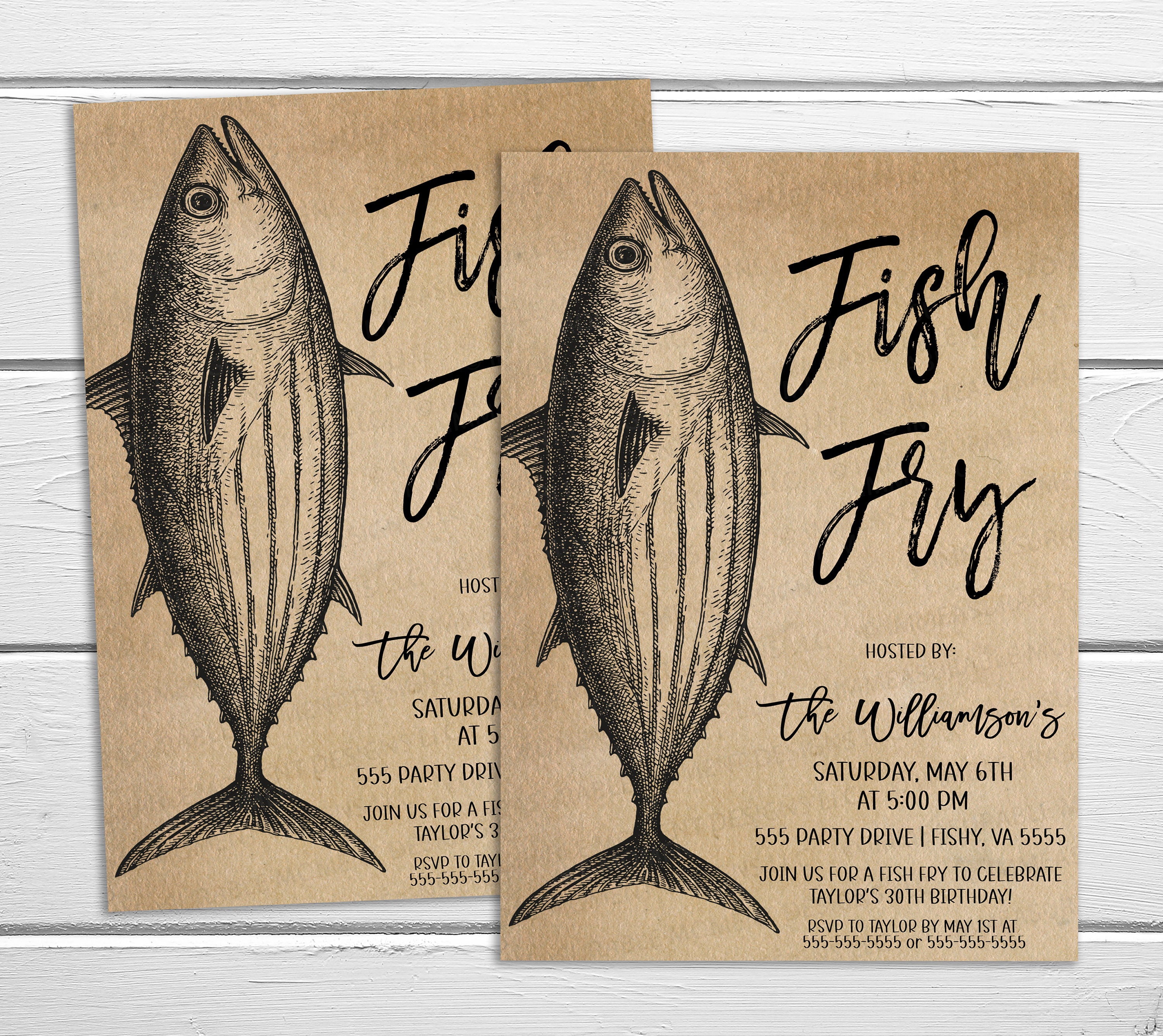Fish Fry Invitation, Fish Fry Party Invite, Any Occassion Fish Fry ...