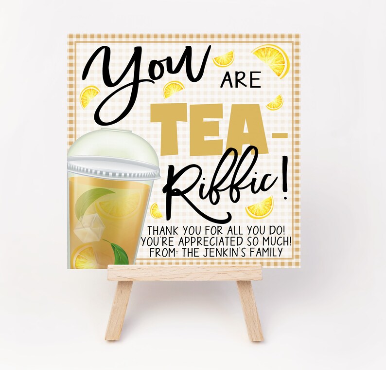 Iced Tea Gift Tag Editable You Are Tea-riffic Iced Tea | Etsy