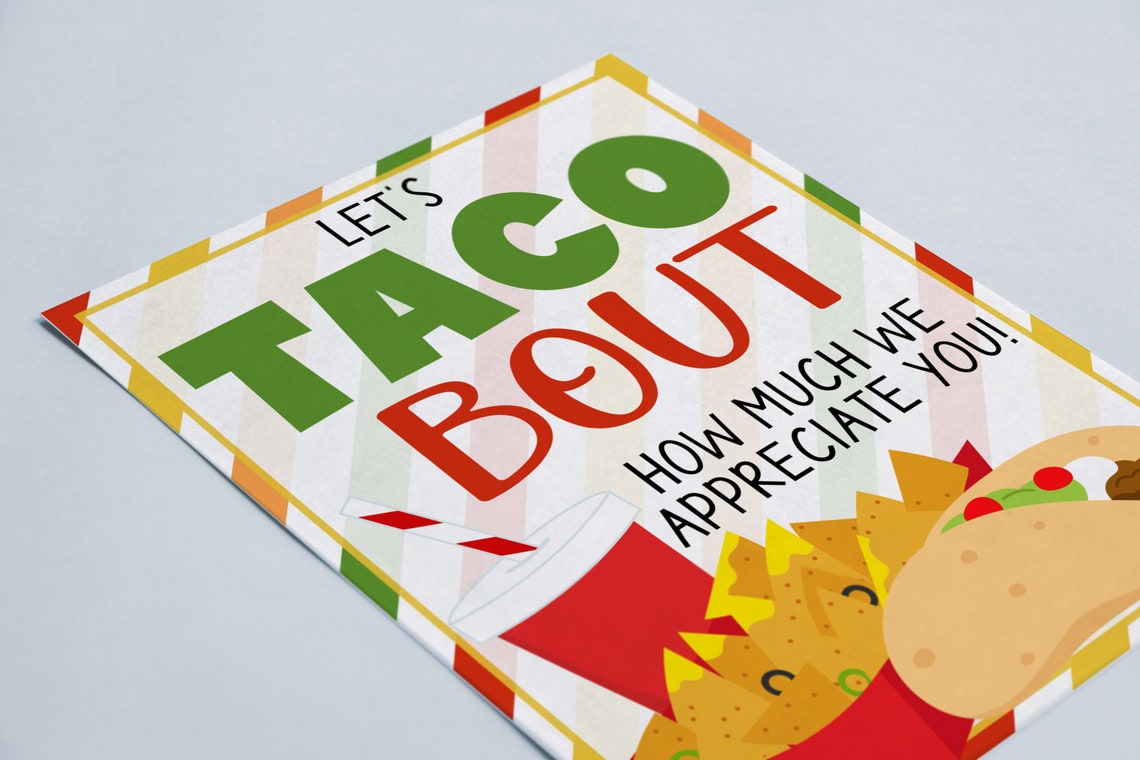 Taco Thank You Sign Let's Taco Bout How Much We - Etsy