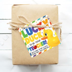 Rubber Duck Gift Tag, One Lucky Duck to Be Your Teacher, Printable Gift ...