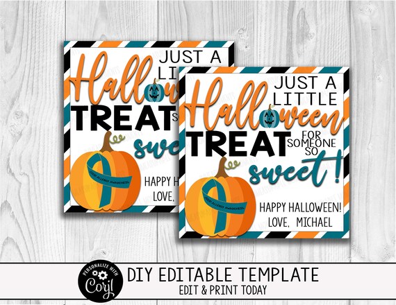 EDITABLE Teal Pumpkin Food Allergy Halloween Gift Tag, Food Allergy ...