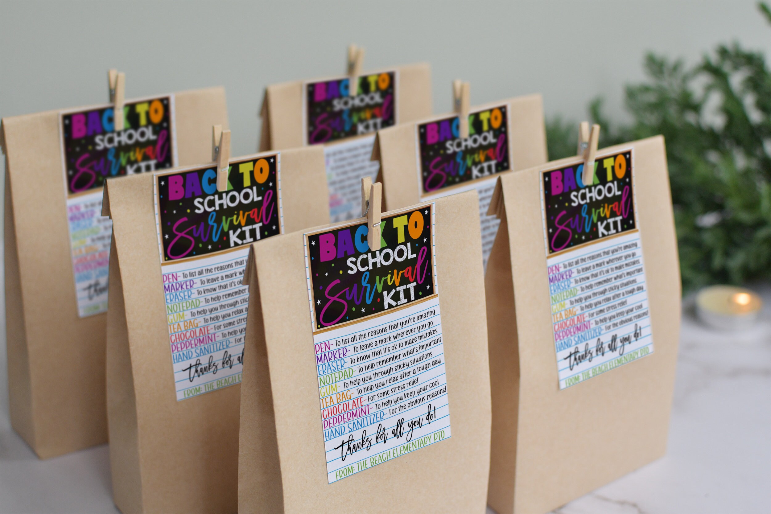 Back to School Survival Kit Gift Tag, Gift for Teachers Staff Students ...