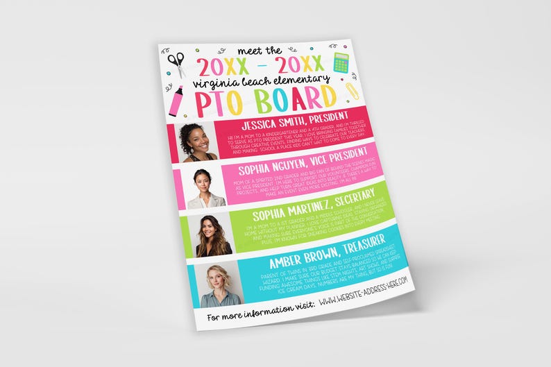 Meet the PTO PTA Flyer, Editable Printable Board Introduction, Officer ...