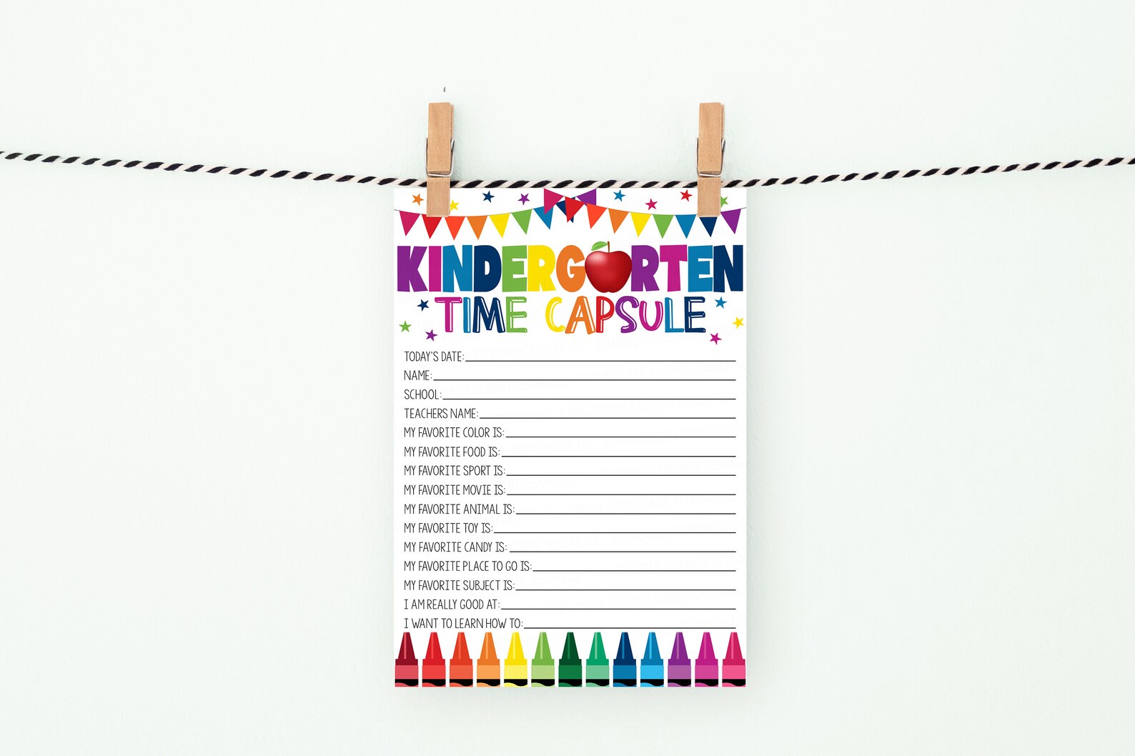 Kindergarten Time Capsule Printable Kinder Kids Student | Etsy