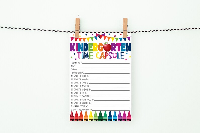 Kindergarten Time Capsule Printable Kinder Kids Student | Etsy