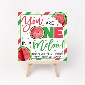 Watermelon Gift Tags, You Are One in A Melon, Appreciation Gift Tag ...