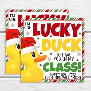 Christmas Rubber Duck Gift Tags, Lucky Duck to Have You in My Class ...
