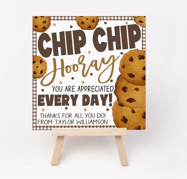Cookie Thank You Gift Tags Chip Chip Hooray Appreciation - Etsy
