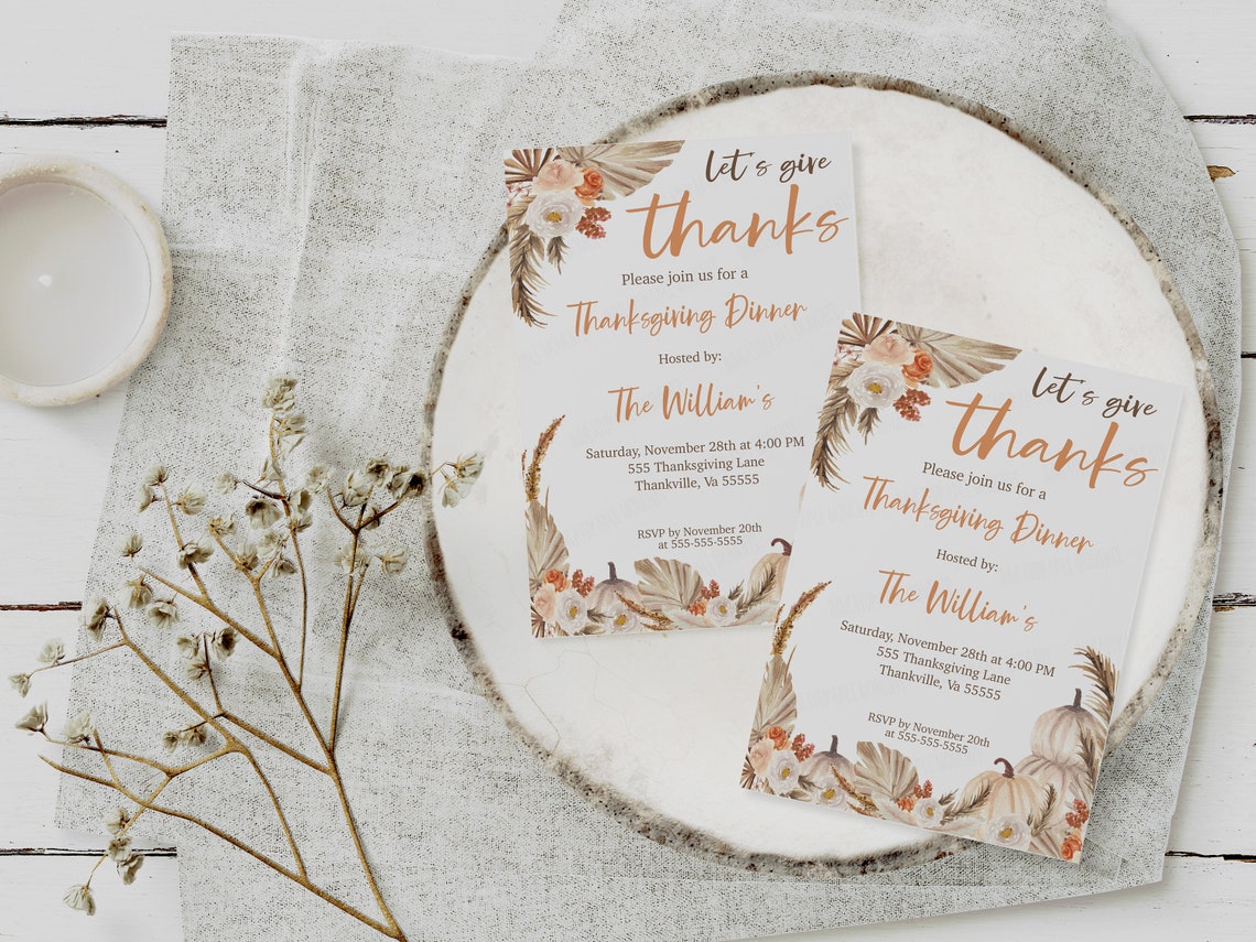 EDITABLE Let's Give Thanks Invitation Card Friendsgiving | Etsy