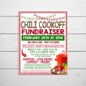 Chili Cookoff Fundraiser Flyer, Editable Chili Cook-off Church School ...
