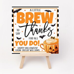 Halloween Appreciation Caffeine Gift Tag, A Brew for You, Coffee Latte ...