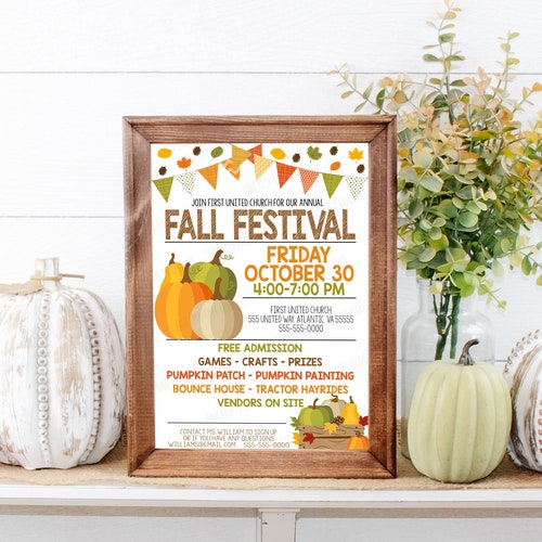 Editable Fall Festival Flyer Invitation School Church Harvest - Etsy