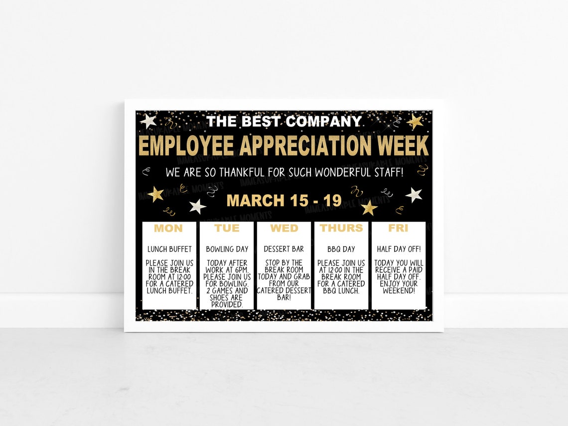 Editable Staff Appreciation Week Itinerary, Employee Appreciation Week ...