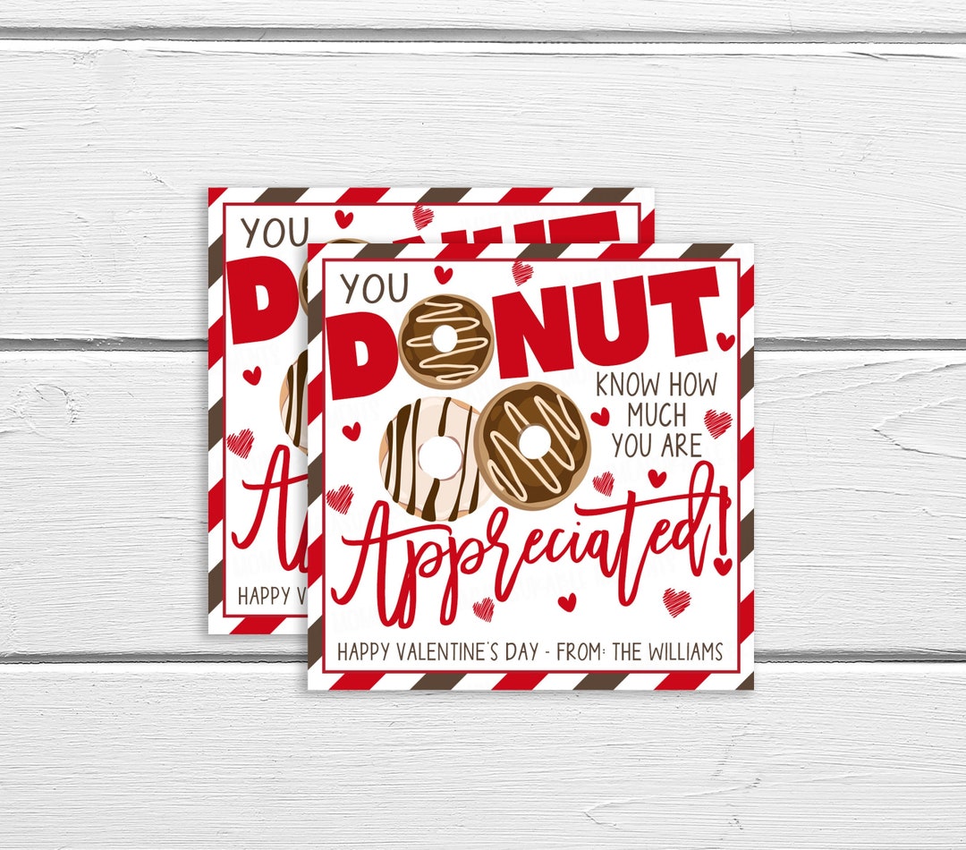 Valentine Donut Gift Tag, Editable Donut Know How Much You Are ...