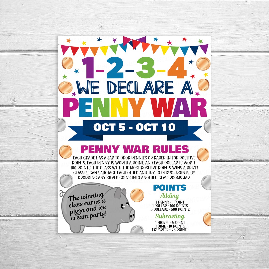 Penny War Fundraiser Flyer School Fundraiser Event Printable - Etsy