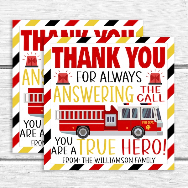 Firefighter Thank You Card - Etsy