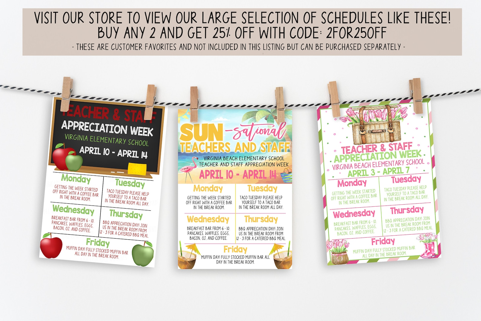 Teacher Appreciation Week Schedule Itinerary Appreciation - Etsy