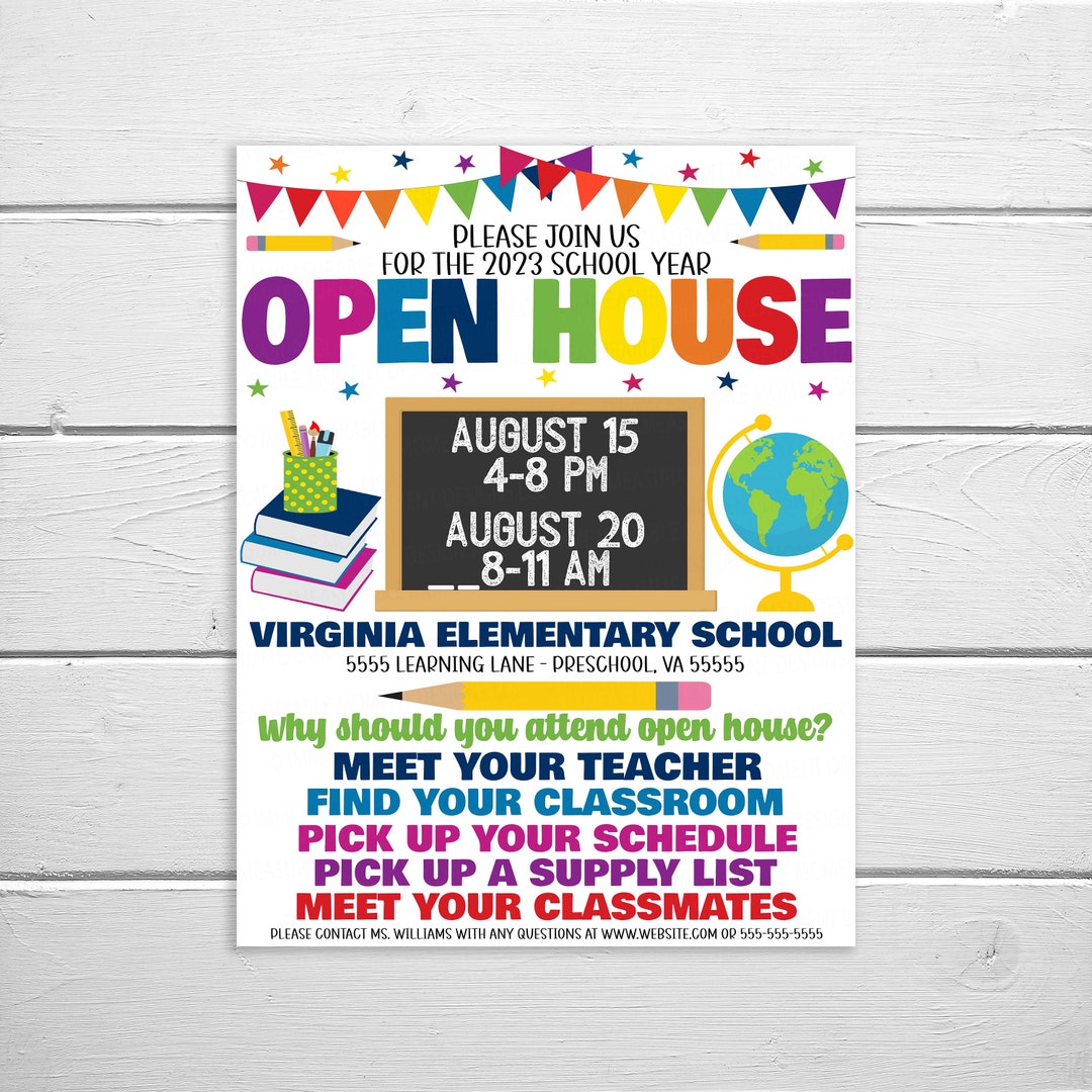 School Open House Flyer, Editable Back to School Invite, Meet the ...