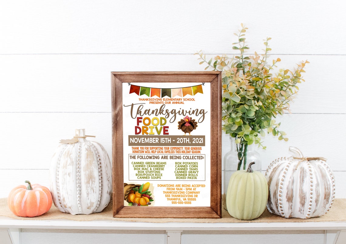 EDITABLE Fall Thanksgiving Food Drive Fundraiser Flyer Church - Etsy