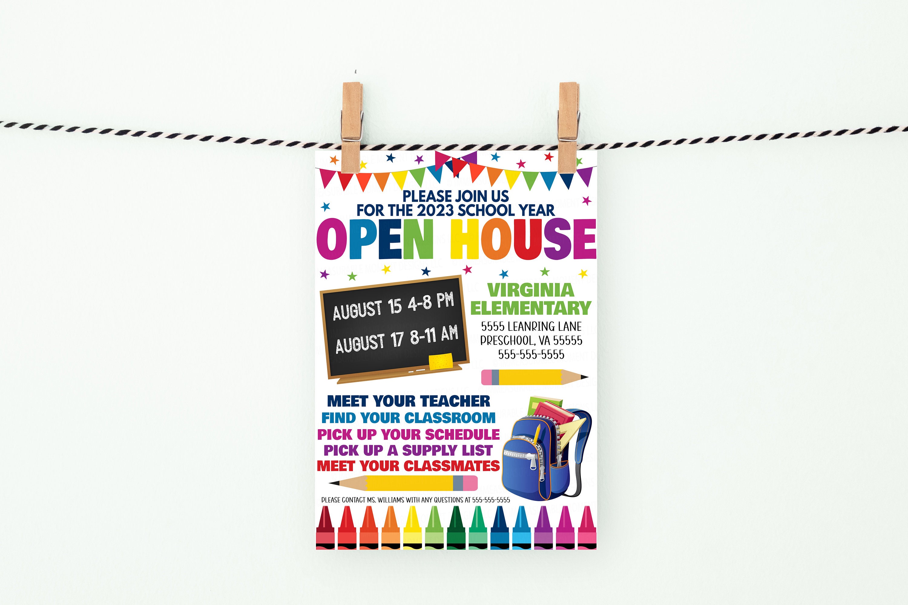 School Open House Flyer Editable Back to School Invite Meet - Etsy