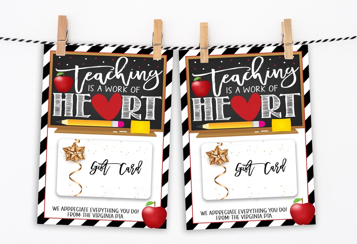 Teacher Appreciation Gift Card Holder Teaching is A Work of - Etsy