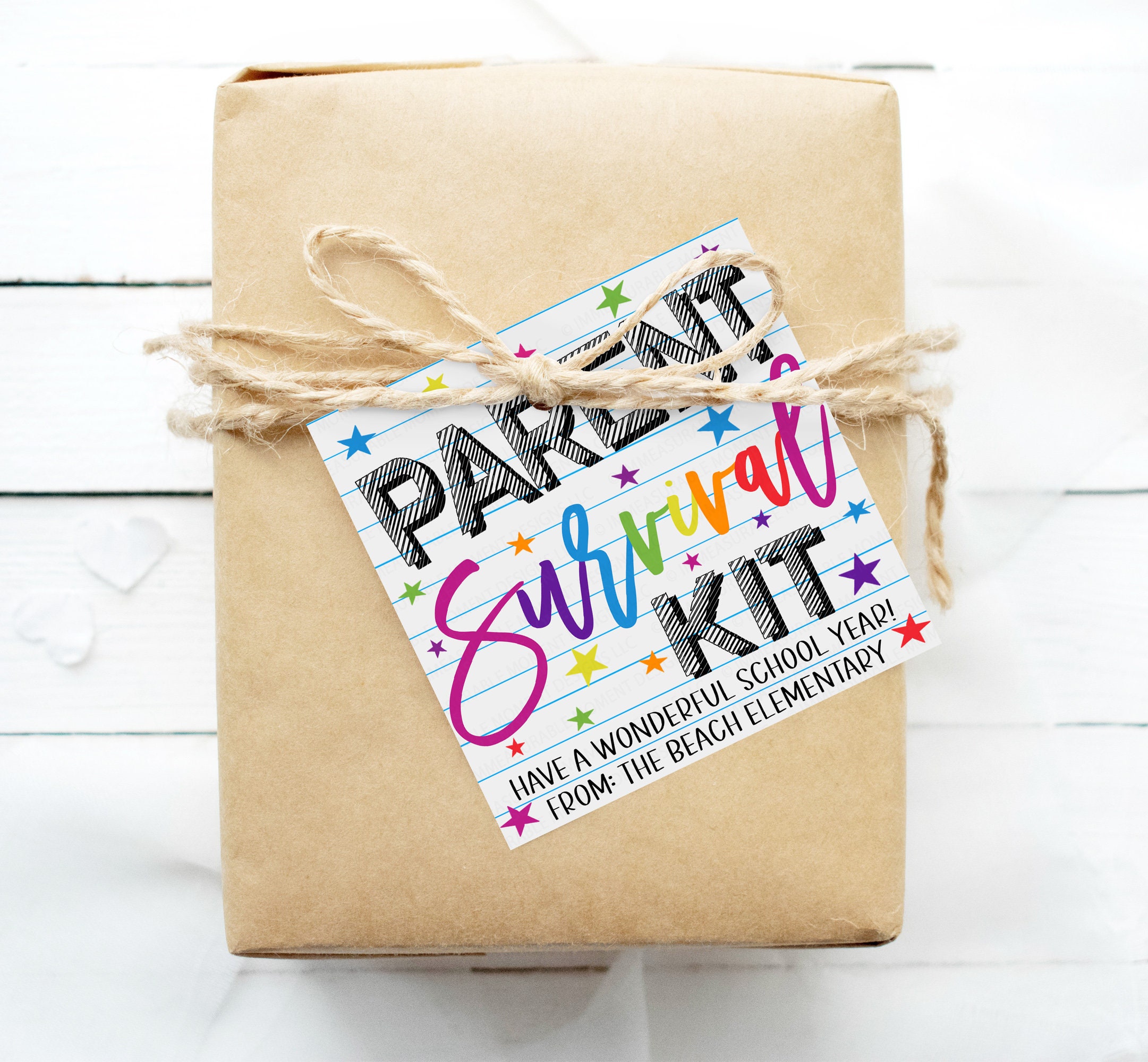 Parent Survival Kit Gift Tag, Printable First Day Back to School Gift ...