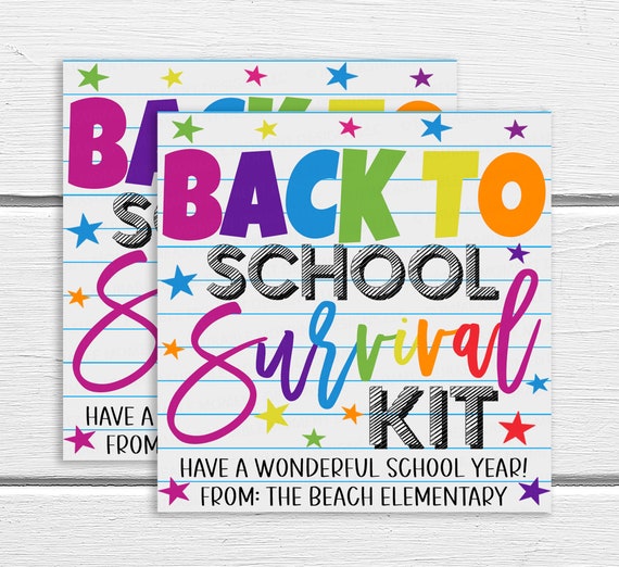 Back To School Survival Kit Gift Tag, Printable Editable Gift Bag Tag ...
