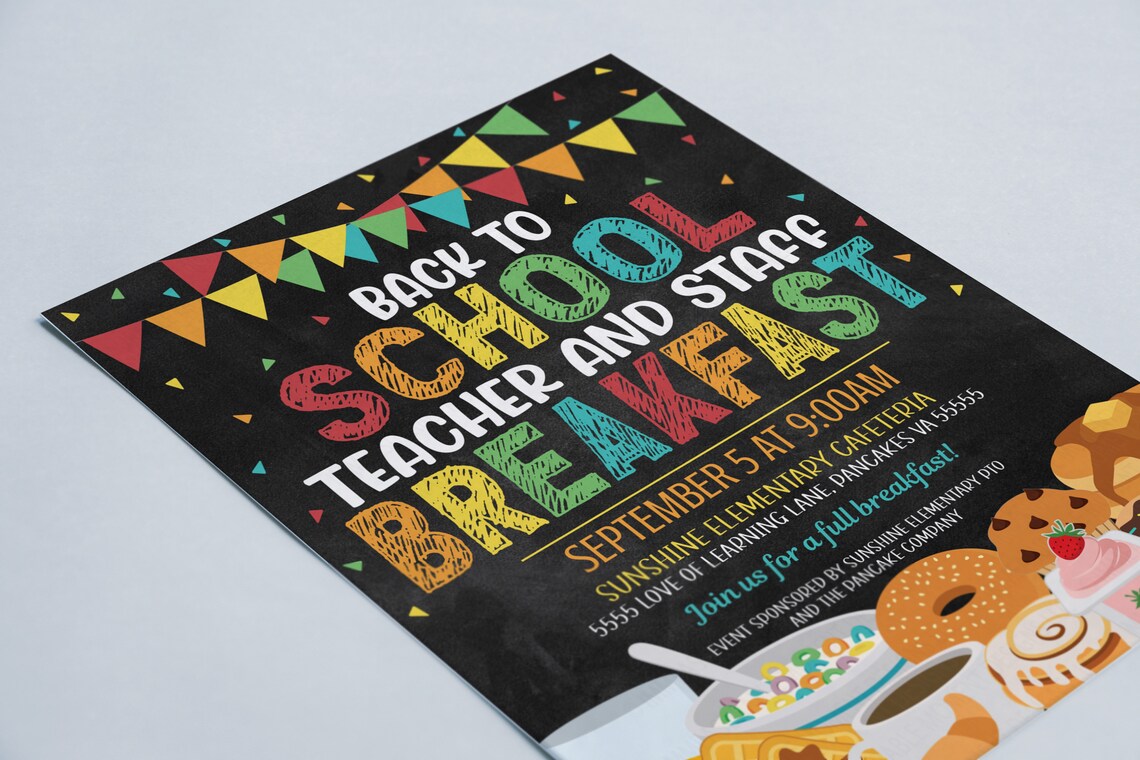Back to School Teacher Staff Breakfast Flyer PTO PTA School - Etsy